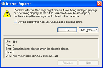 Object Error Internet Explorer